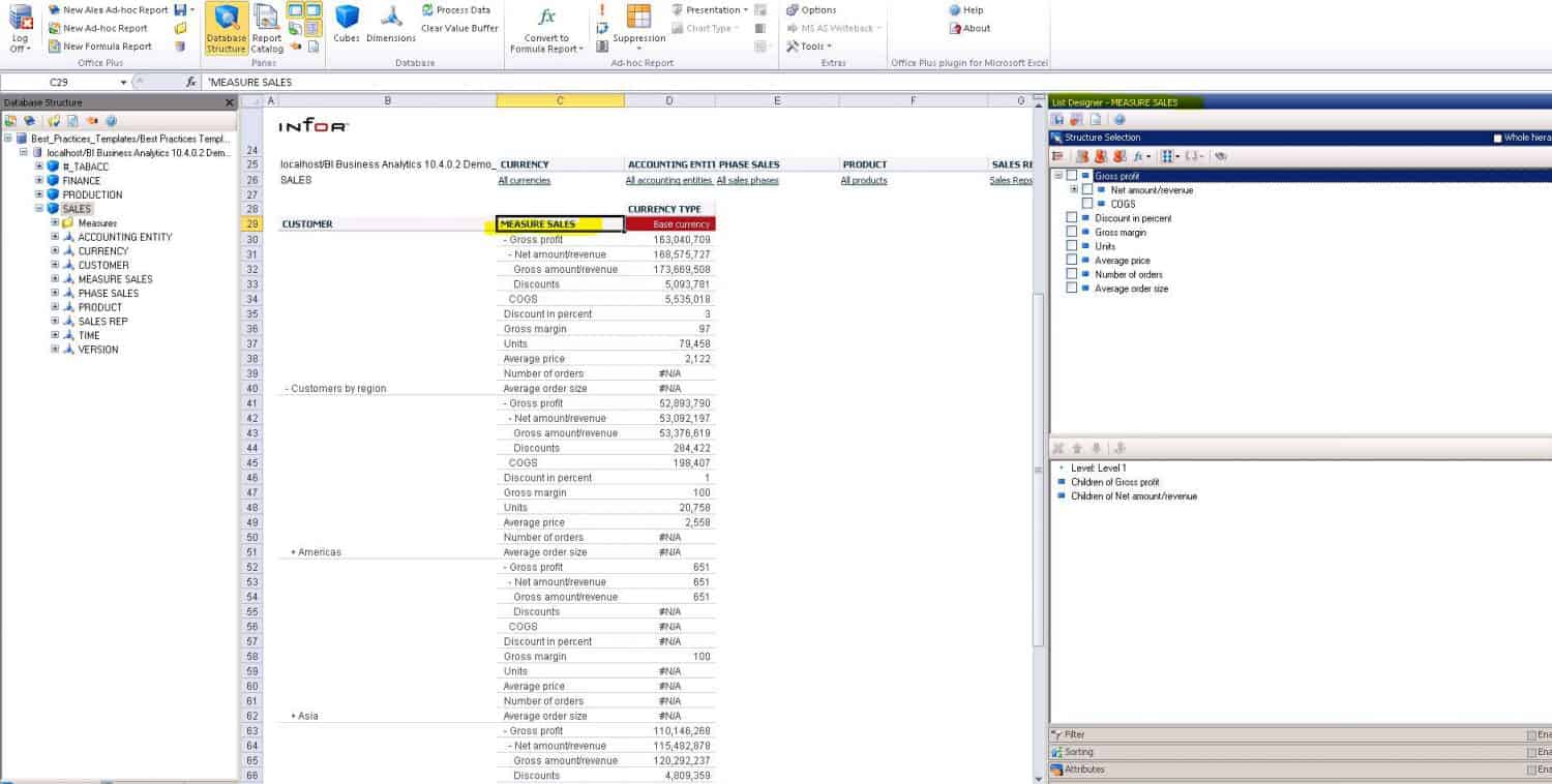 Infor BI–Office Plus - Ad-hoc Report: How to Change Dimensions